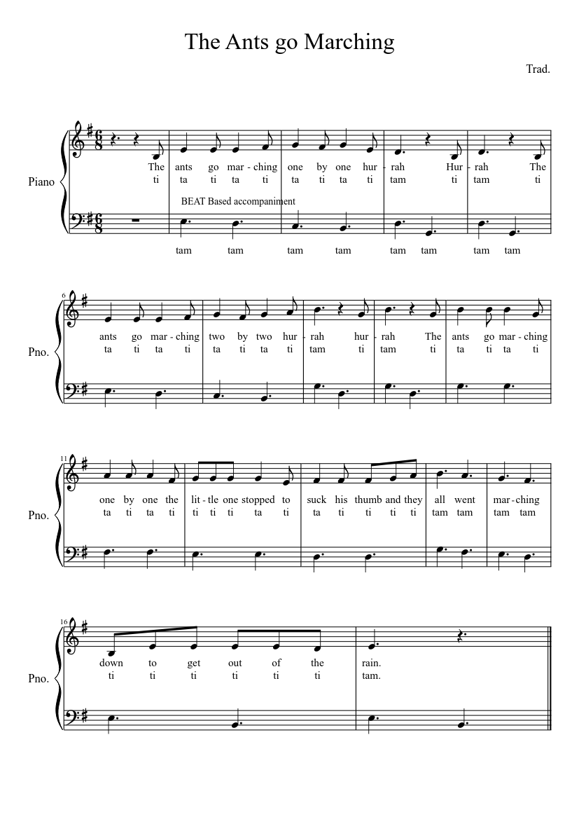 The Ants go Marching Sheet Music for Piano (Solo) easy | MuseScore.com