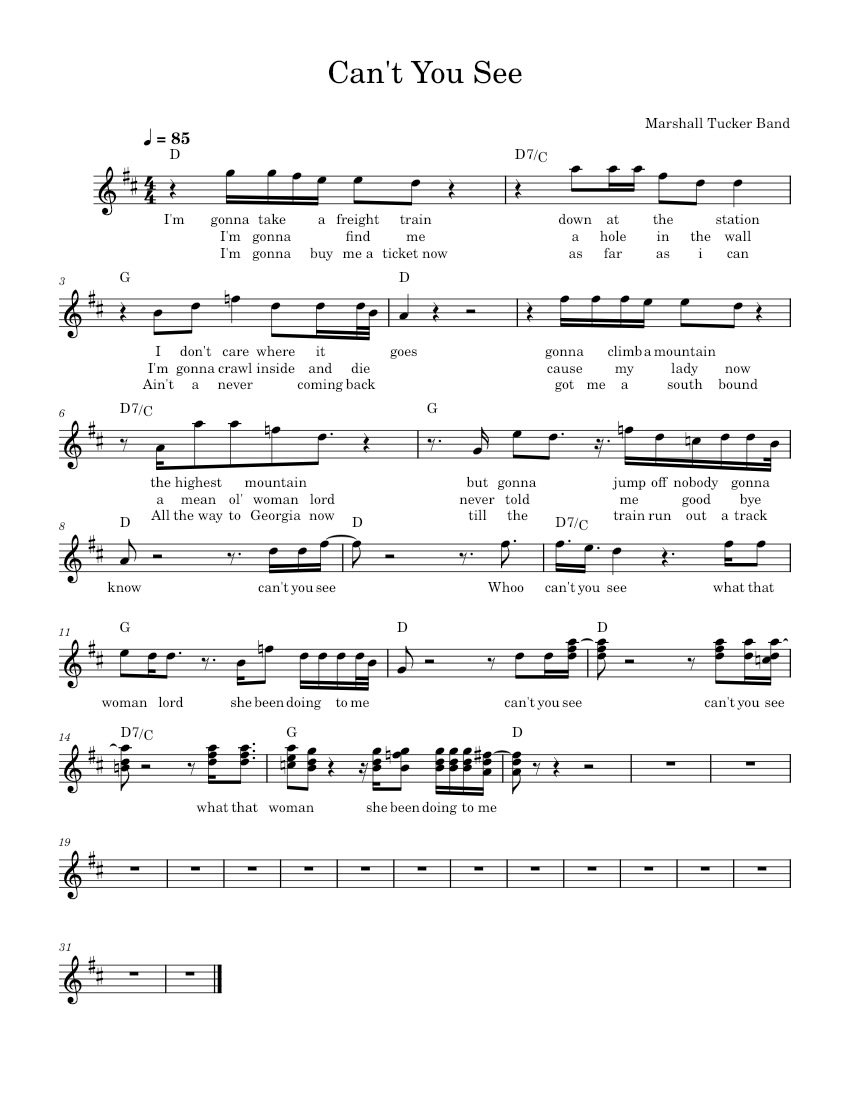Can't You See – The Marshall Tucker Band Can't You See Sheet music for ...