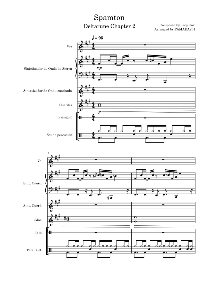 Spamton – Toby Fox Spamton Sheet music for Vocals, Drum group, Strings ...