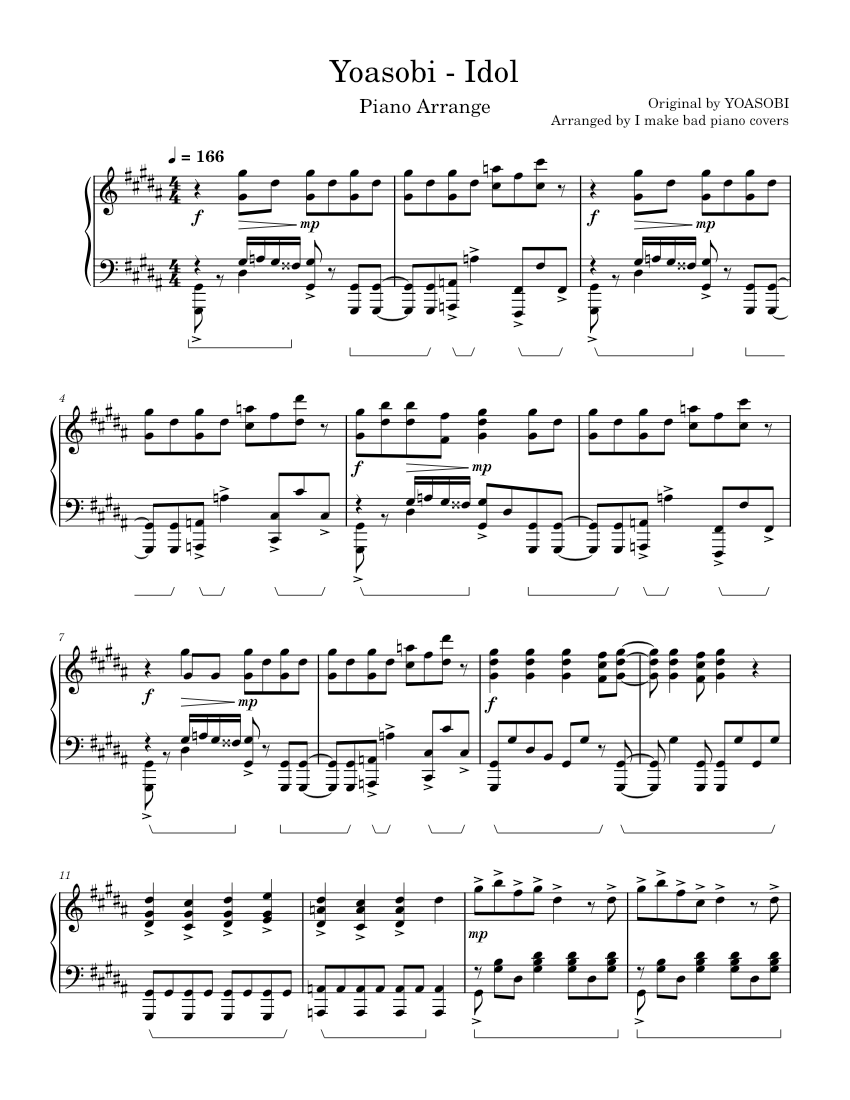 YOASOBI - Idol (piano cover) Sheet music for Piano (Solo) | Musescore.com