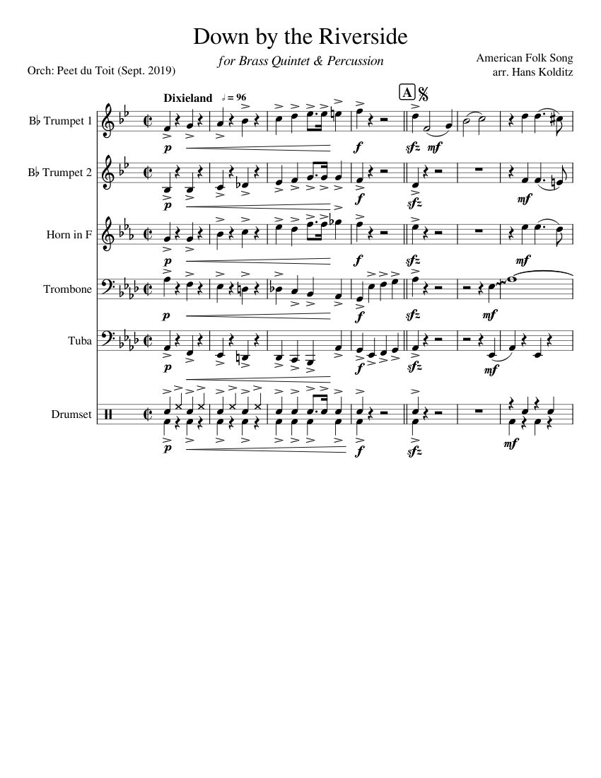 Down by the Riverside - American Folk, arr. Hans Kolditz (Brass Quintet ...