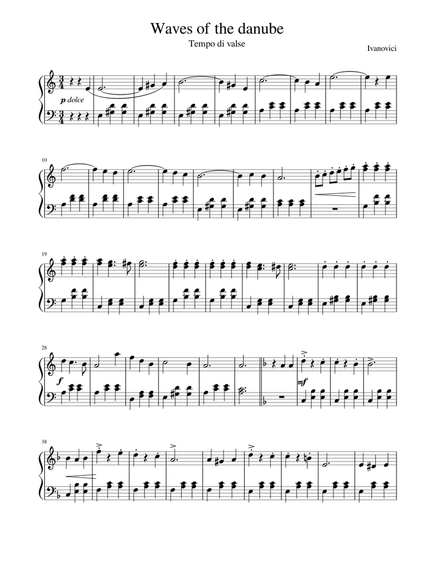 Waves of the danube Sheet music for Piano (Solo) Easy | Musescore.com