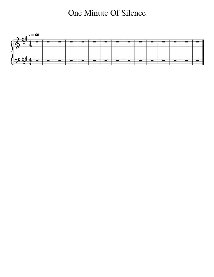 One Minute Of Silence Sheet music for Piano (Solo) | Musescore.com