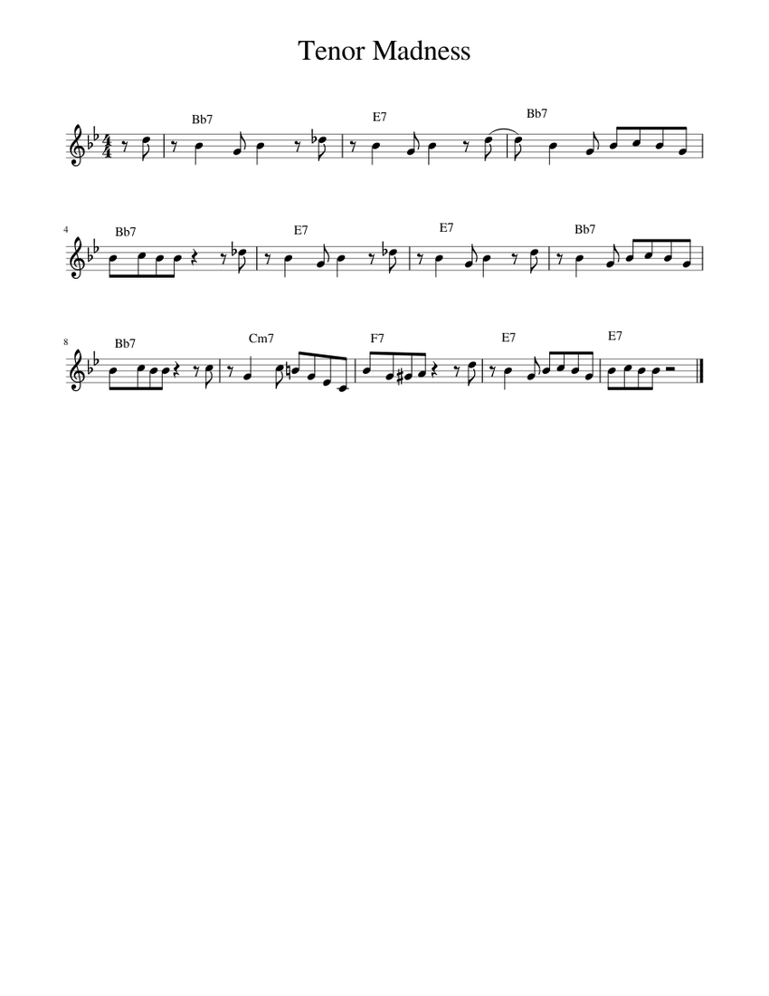 Tenor Madness juri Sheet music for Piano (Solo) | Musescore.com