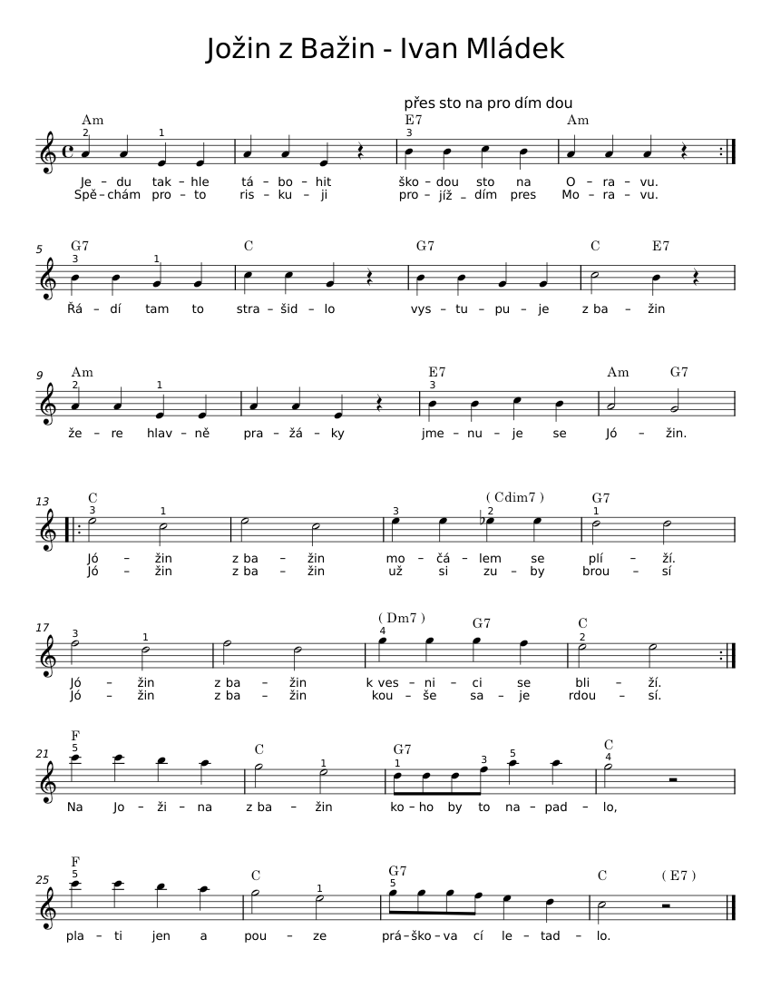 Jozin z bazin - Ivan Mládek Sheet music for Synthesizer (Solo ...