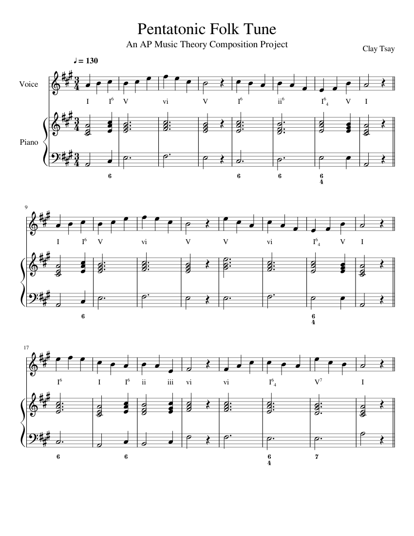 Pentatonic Folk Tune Sheet music for Piano, Vocals (Piano-Voice ...