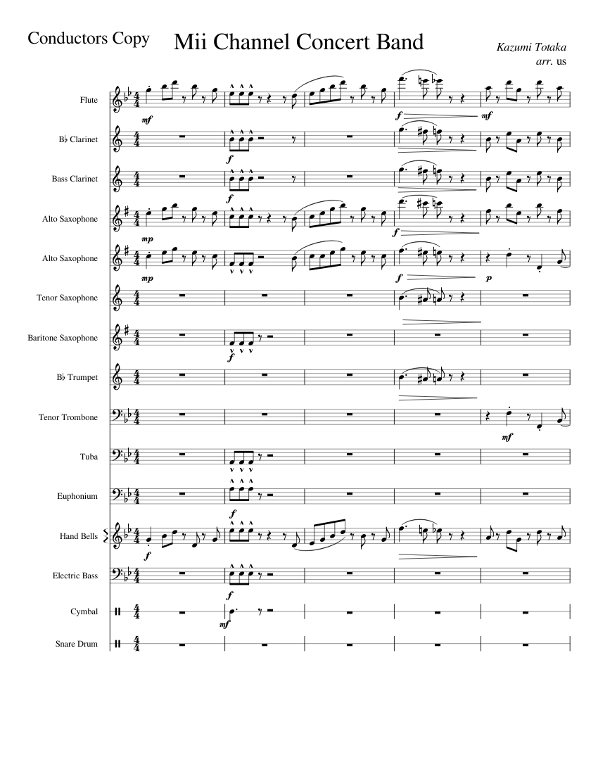 Mii Channel Concert Band Sheet music for Euphonium, Tuba, Trombone ...