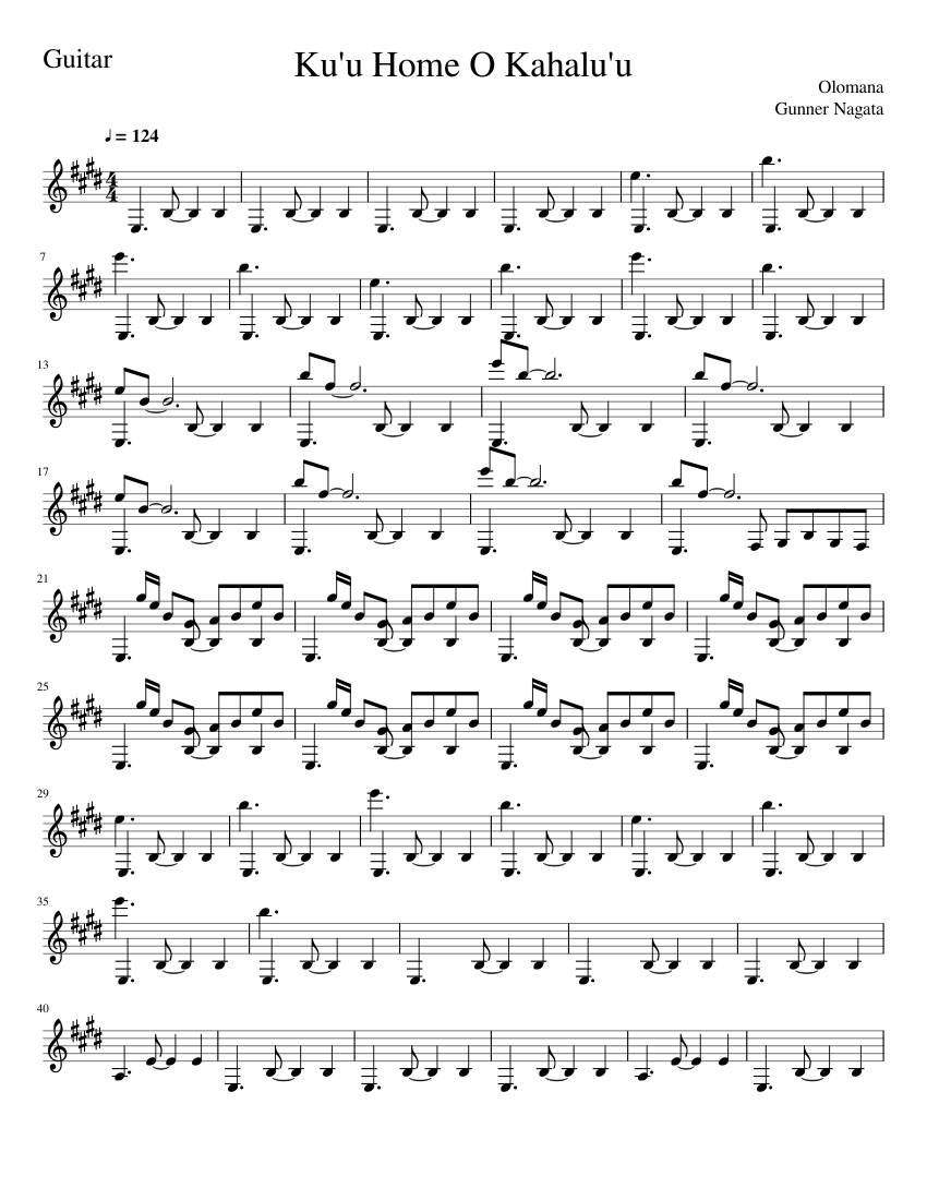 Ku'u Home O Kahalu'u Sheet music for Piano (Solo) | Musescore.com
