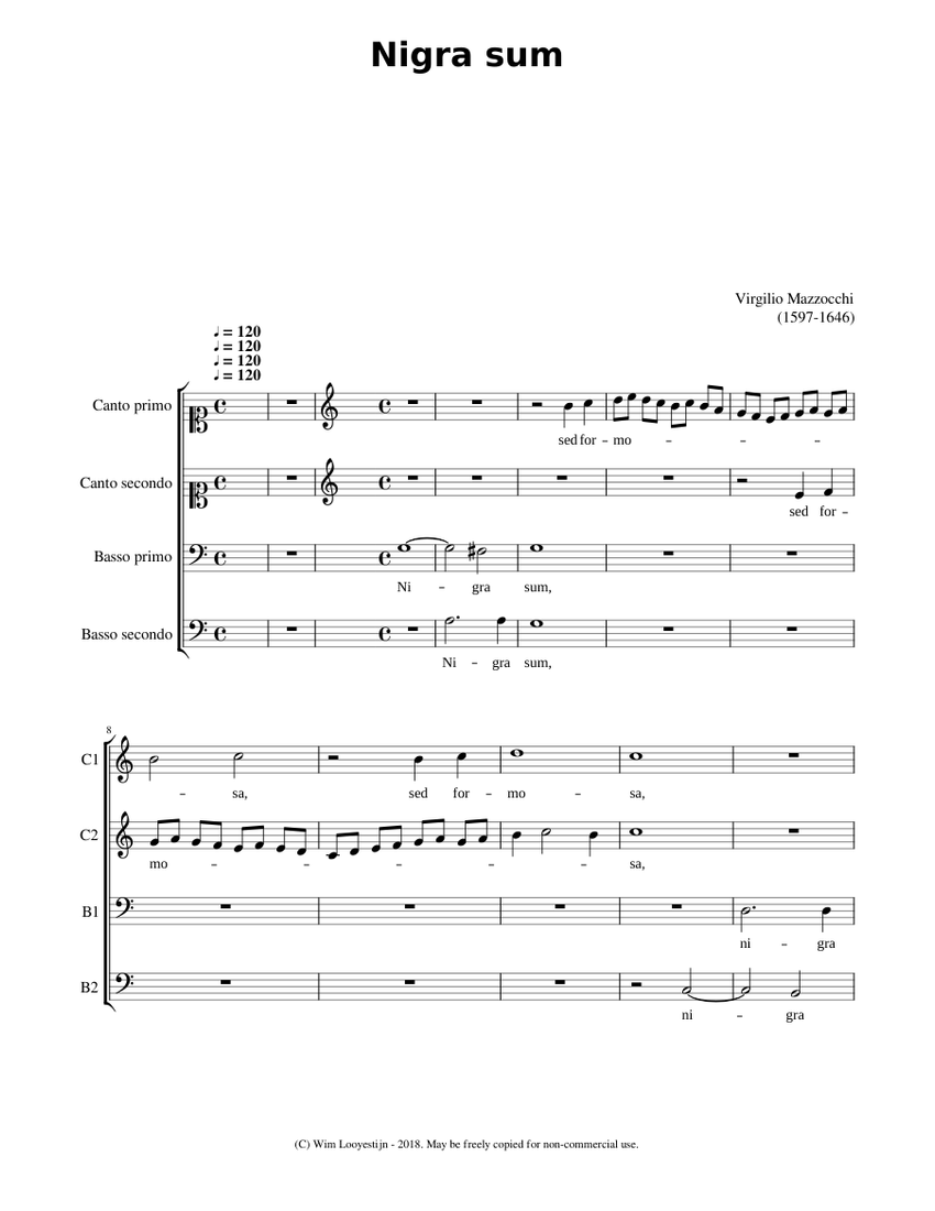 Nigra sum - Virgilio Mazzocchi Sheet music for Piano, Harpsichord ...