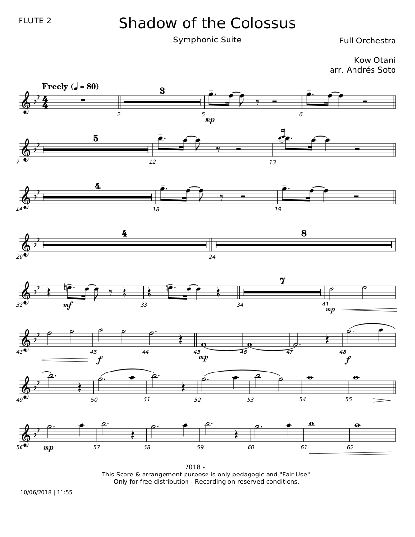 Shadow Of The Colossus - Kow Otani Sheet music for Flute (Solo ...
