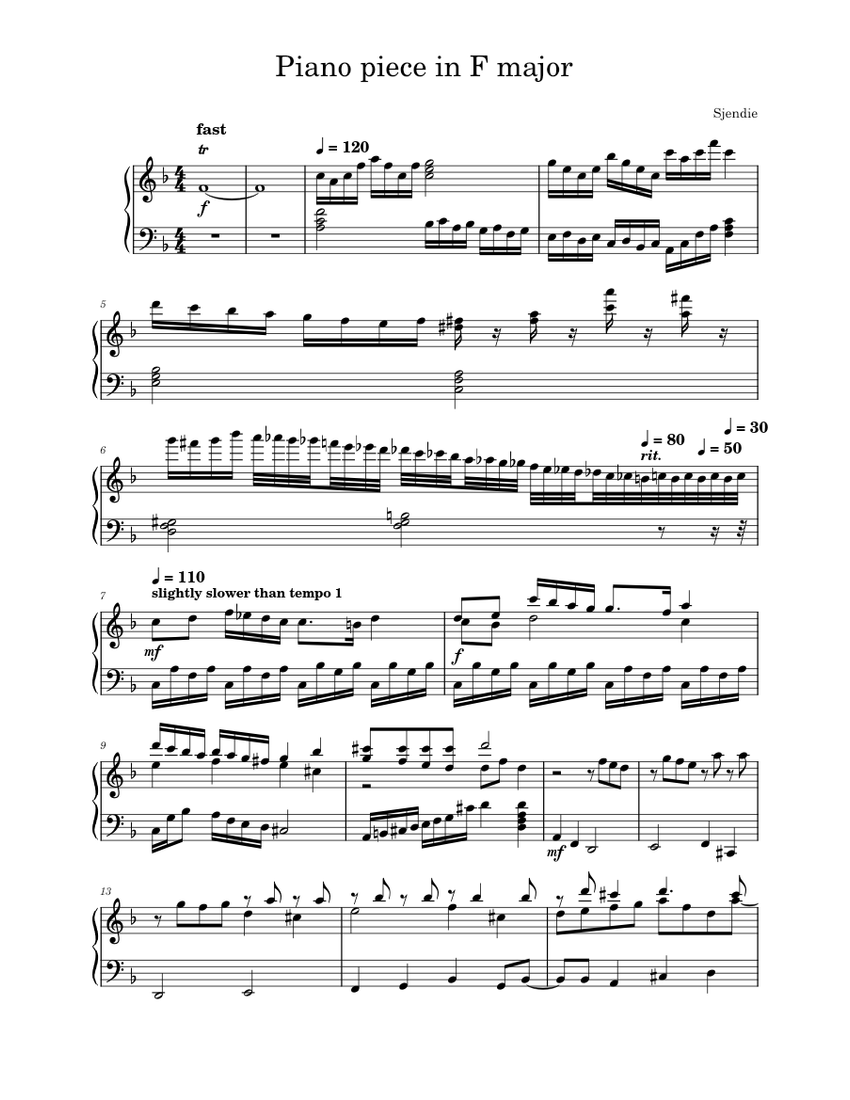 Piano piece in F major Sheet music for Piano (Solo) | Musescore.com
