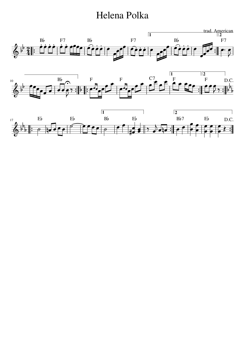 Traditional music - Helena Polka Sheet music for Piano (Solo ...