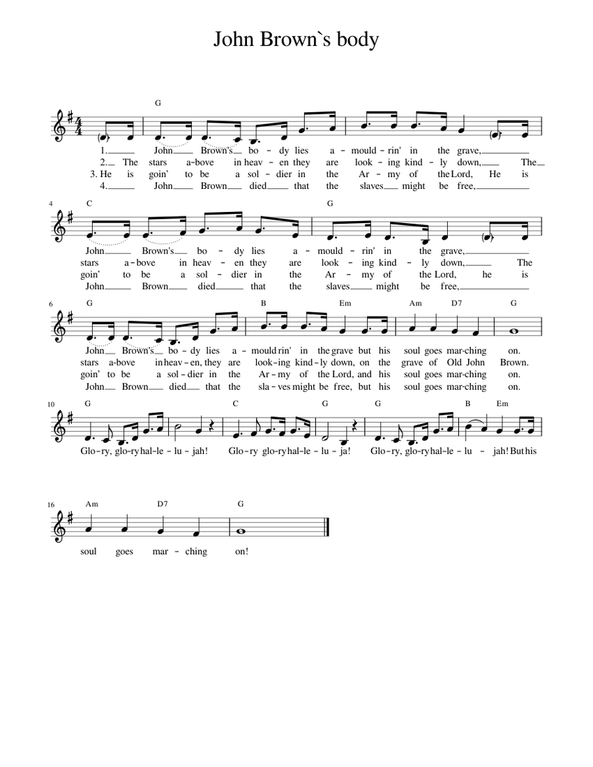 John Brown s body Sheet music for Piano (Solo) | Musescore.com