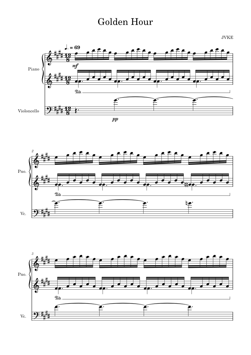 Golden Hour – JVKE Sheet music for Piano, Cello (Solo) | Musescore.com