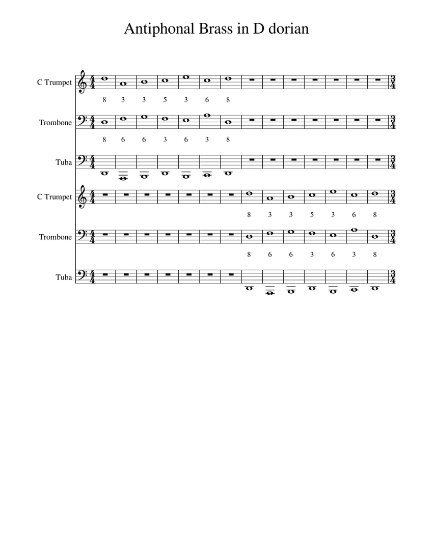 Antiphonal Brass in D Sheet music for Trombone, Tuba, Trumpet in c ...
