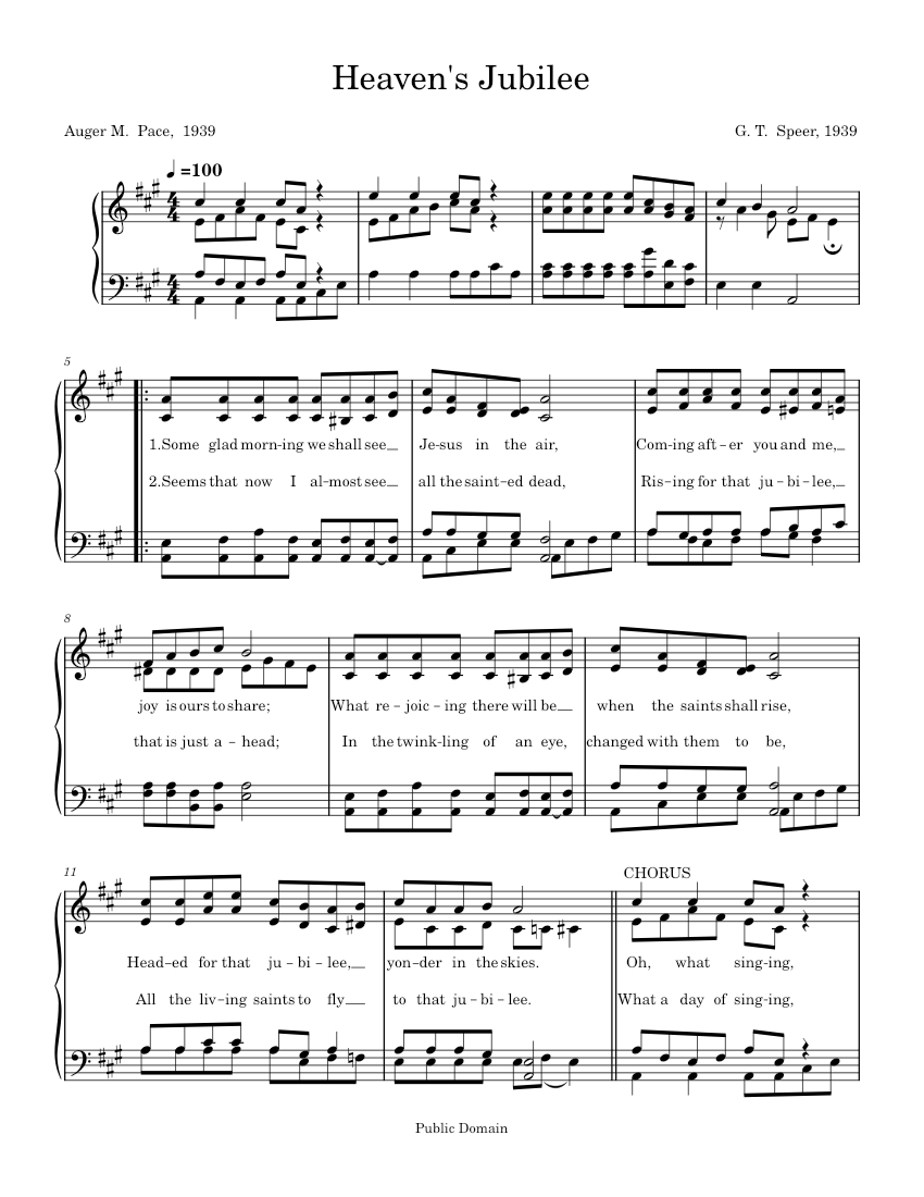 Heaven's Jubilee Sheet Music for Piano (SATB) | MuseScore.com