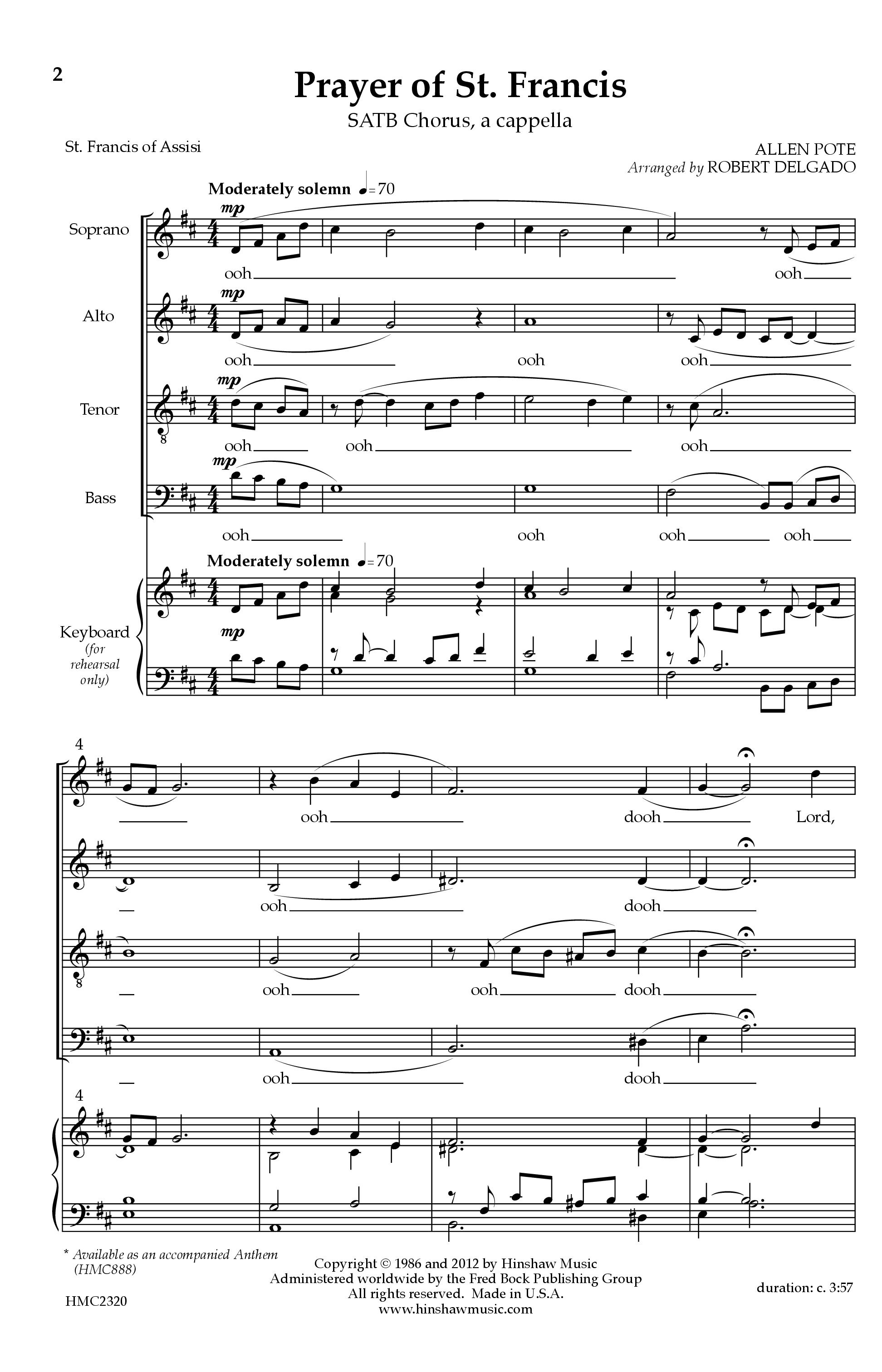 Play Official version of Prayer of St. Francis (Medium Voice) sheet ...