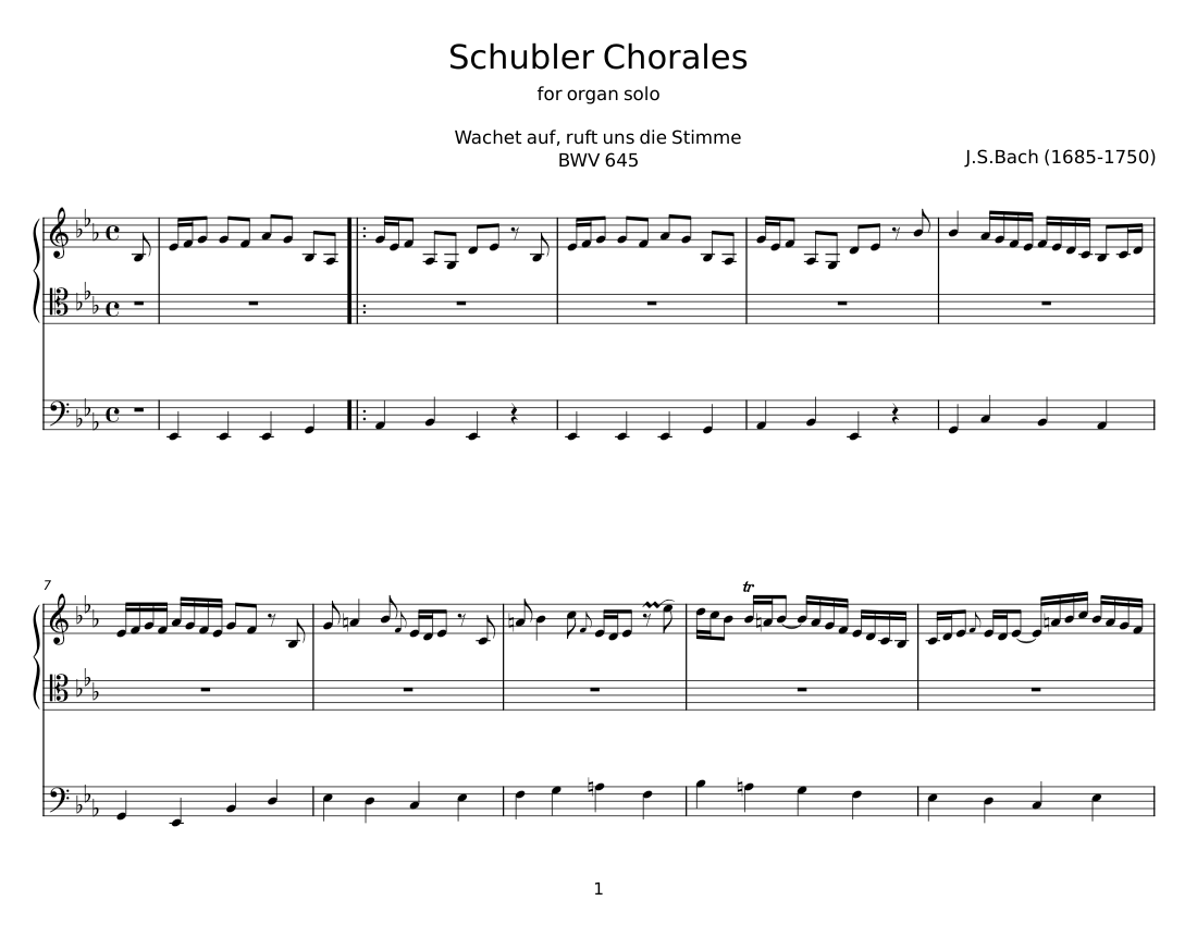 Schubler Chorales - J. S. BACH Sheet music for Organ (Mixed Duet ...