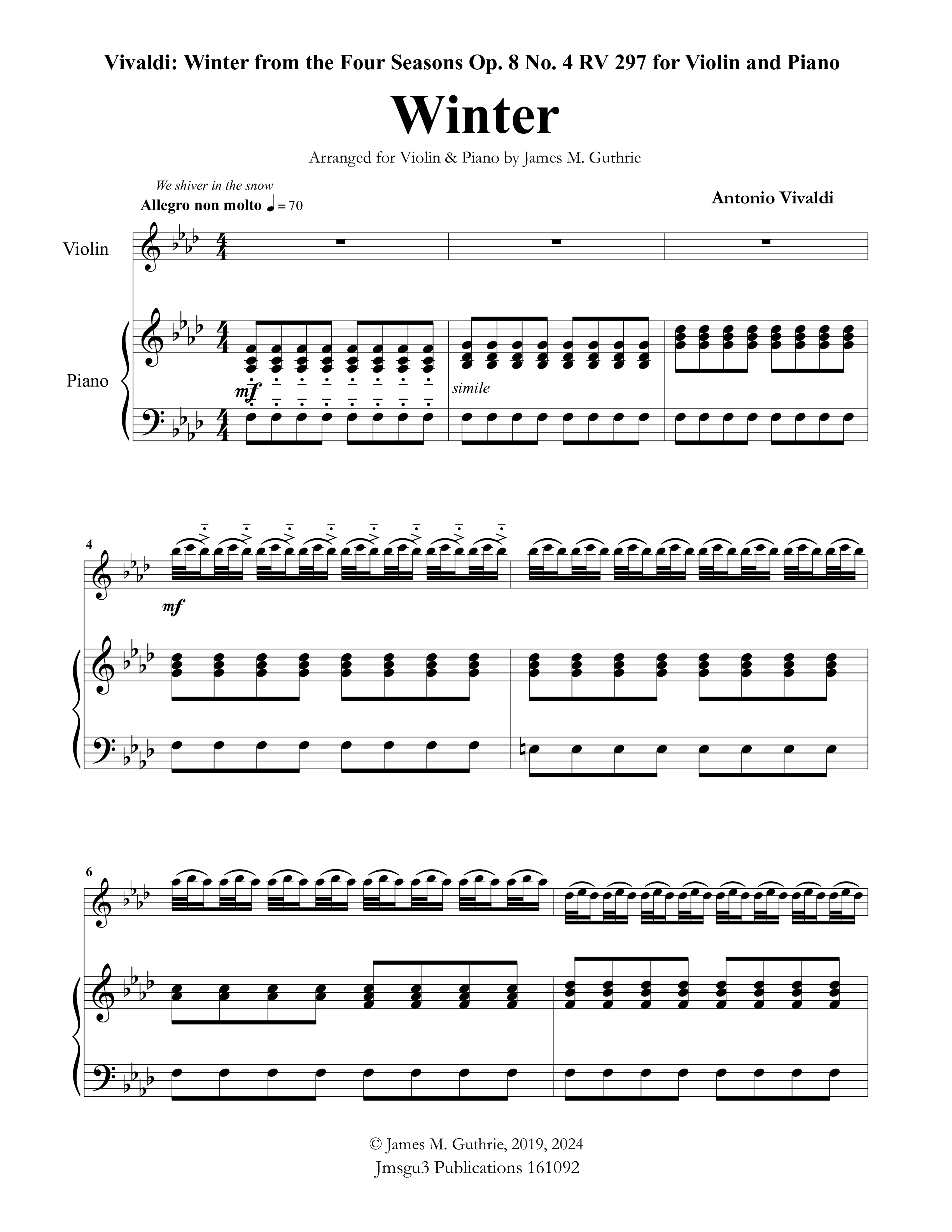 Play Official version of The Four Seasons - Winter Sheet Music by ...