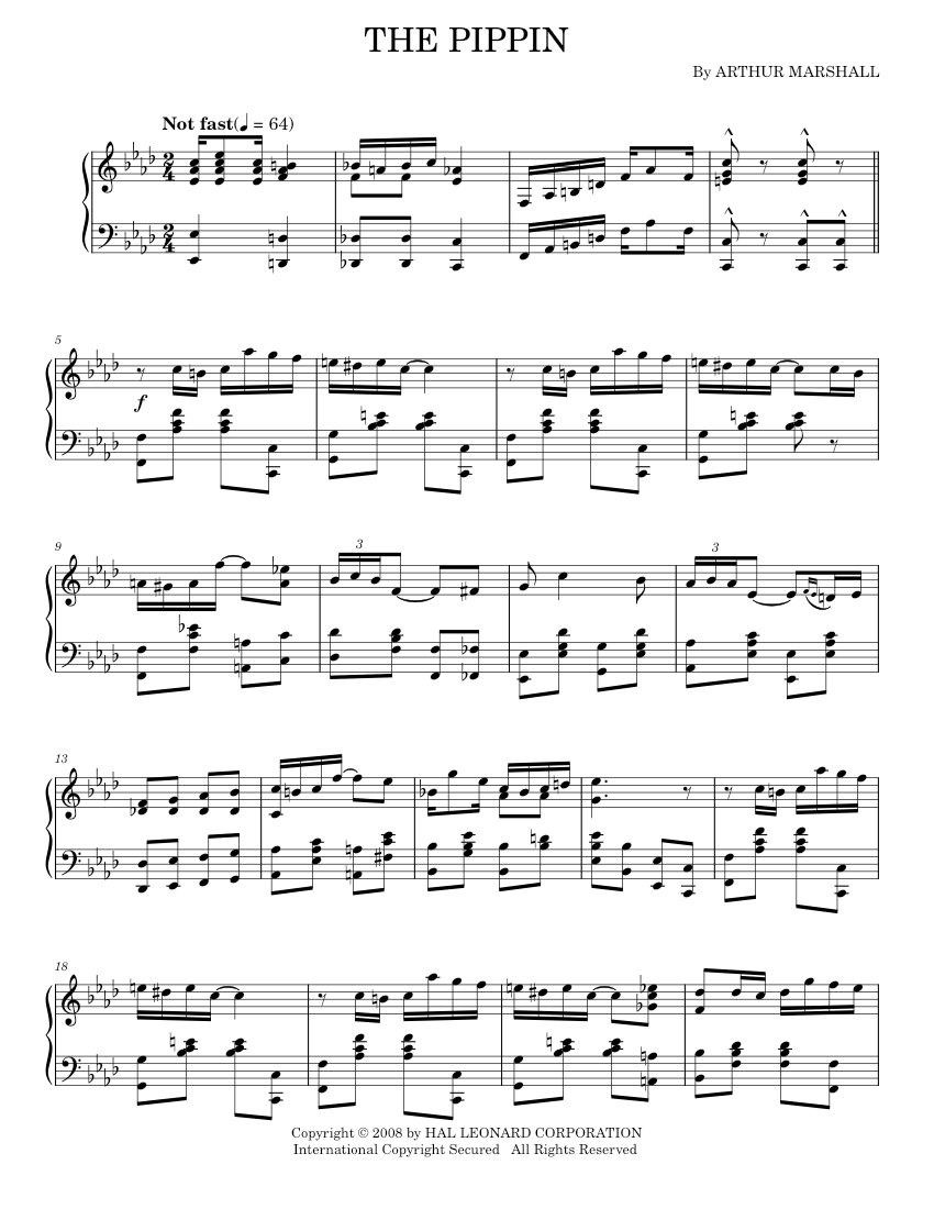 The Pippin Sheet music for Piano by Arthur Marshall Official ...