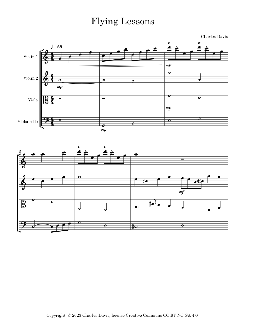 Flying Lessons Sheet music for Violin, Viola, Cello (Solo) | Musescore.com