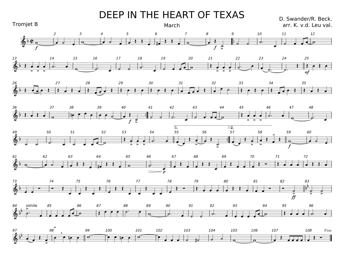 Deep in the Heart of Texas - Don Swander Sheet music for Trumpet ...