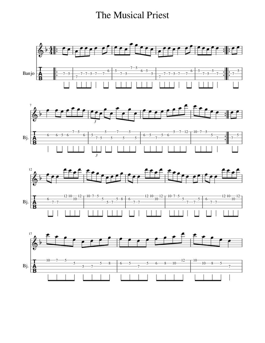 The Musical Priest – Irish Music Sheet music for Piano, Banjo (Solo ...