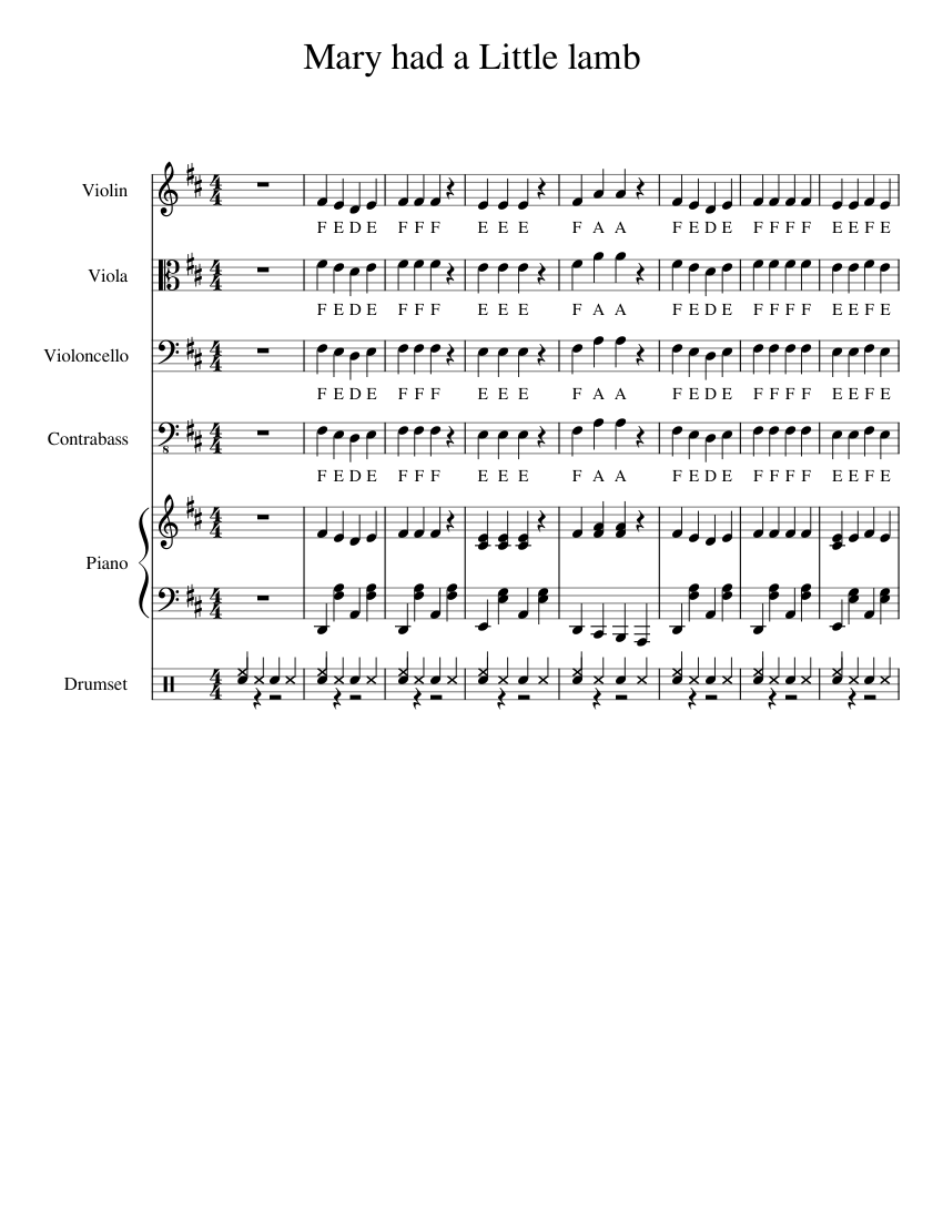 Mary had a little lamb – Misc Traditional Sheet music for Piano ...