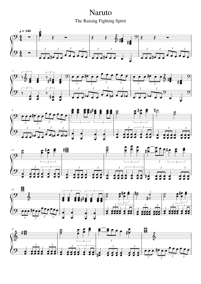 Naruto - The Raising Fighting Spirit [Novice] Sheet music for Piano ...