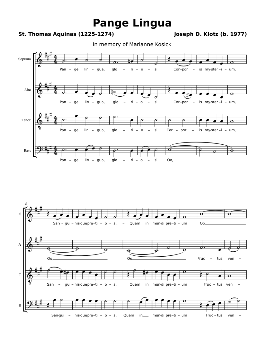 Pange Lingua Gloriosi Sheet music for Piano, Bass guitar (Choral ...