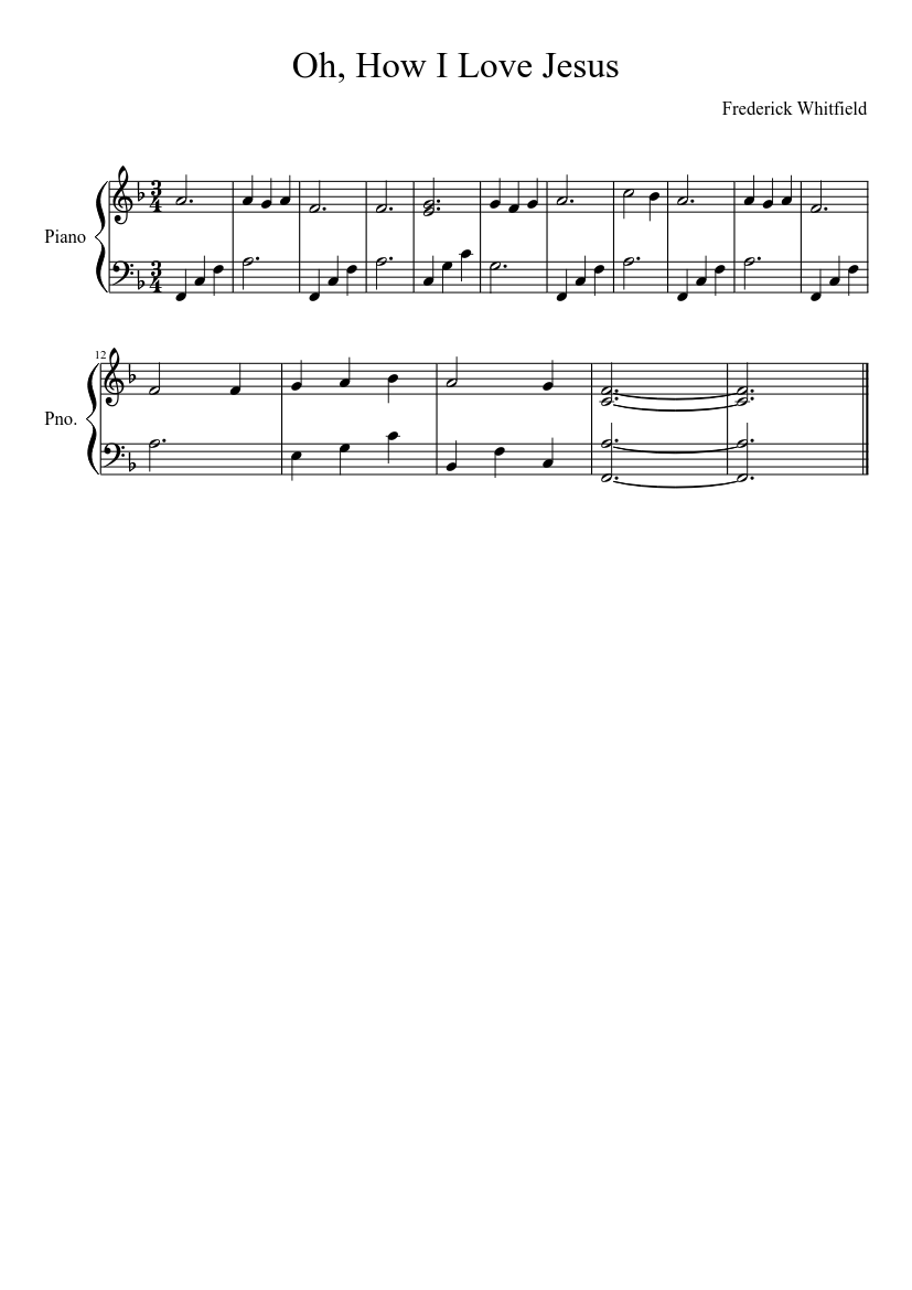 Oh, How I Love Jesus Sheet music for Piano (Solo) | Musescore.com
