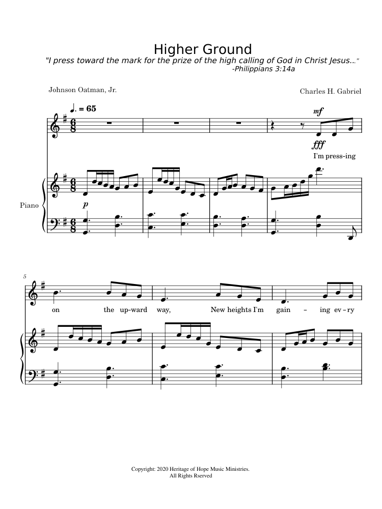 Higher Ground Sheet music for Piano, Vocals (Women’s Choir) | Musescore.com