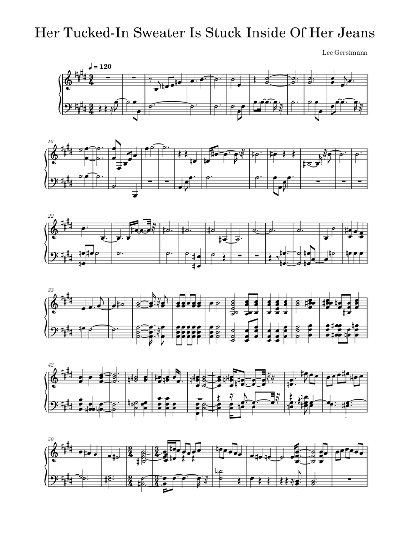 Her Tucked-in Sweater Is Stuck Inside Of Her Jeans Sheet music for ...