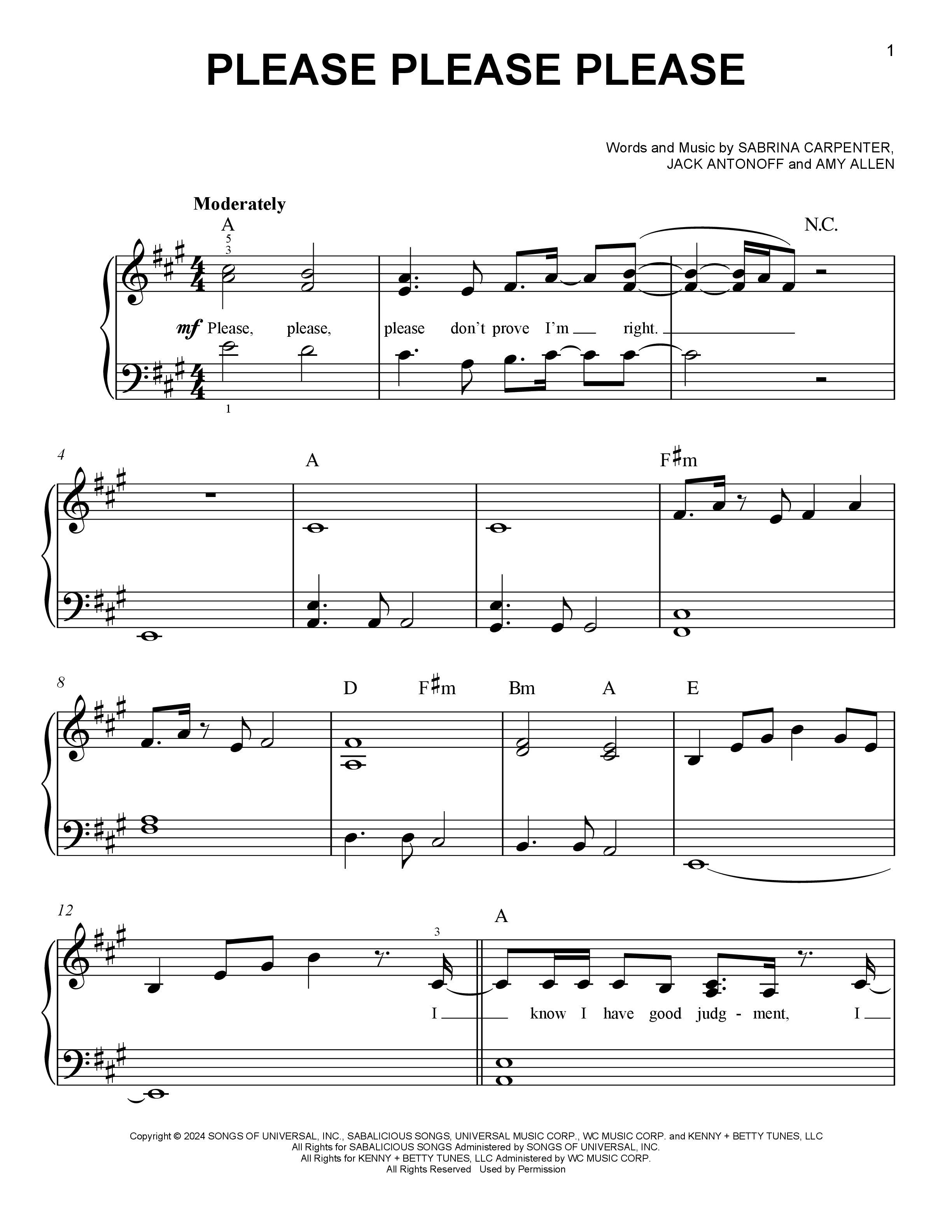 Play Official version of Please Please Please Sheet Music by Sabrina ...