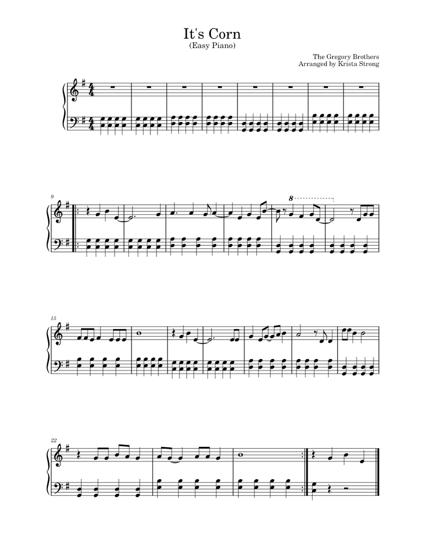 It's Corn Sheet music for Piano (Solo) Easy | Musescore.com