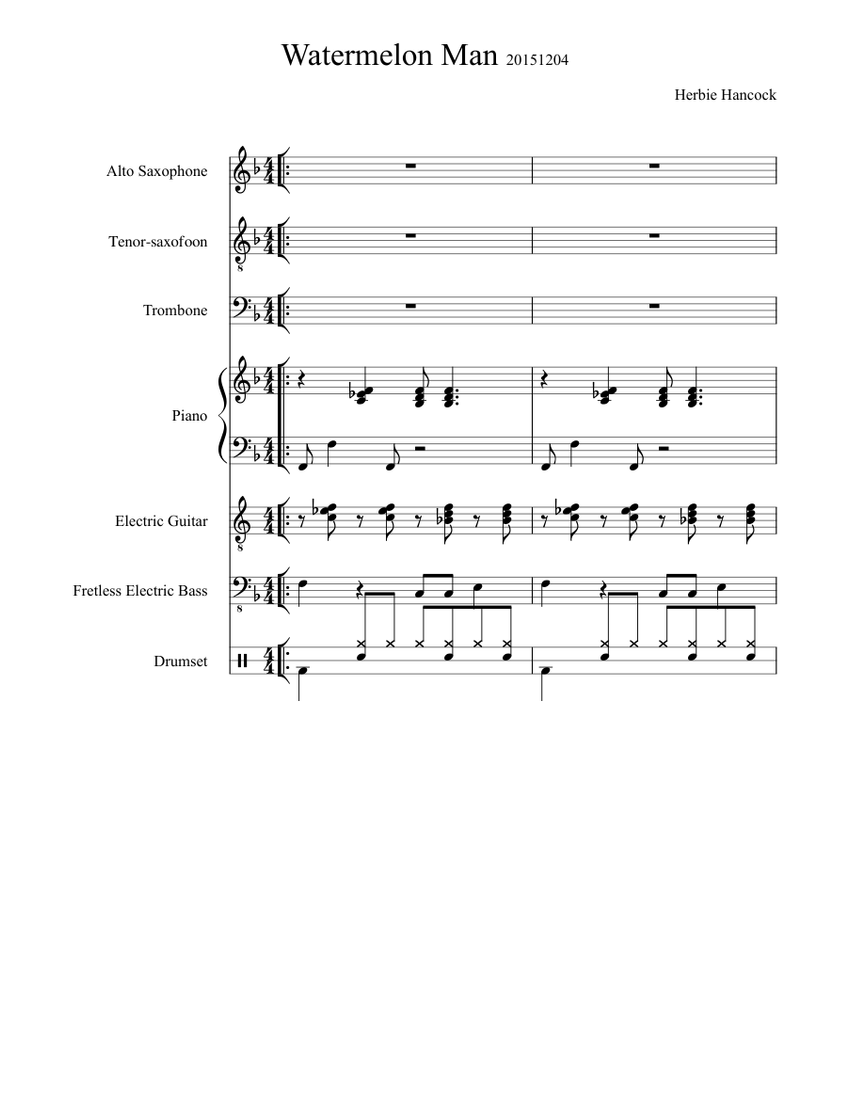 Watermelon man 20161229 Sheet music for Piano, Trombone (Solo ...