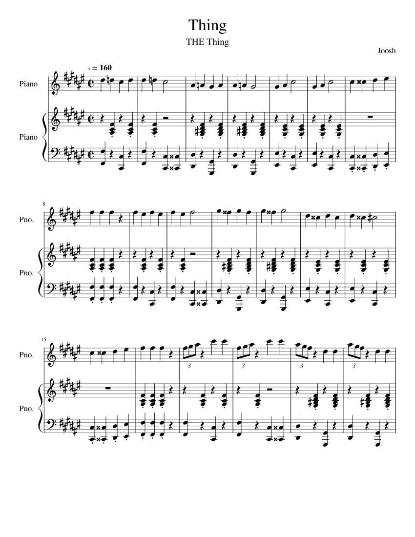 Fun Easy Piano THING Sheet music for Piano (Solo) | Musescore.com