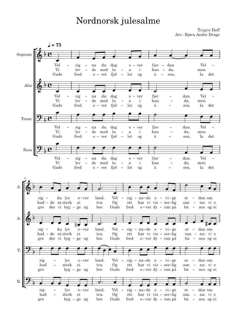 Nordnorsk julesalme – Trygve Hoff Sheet Music for Soprano, Alto, Tenor ...