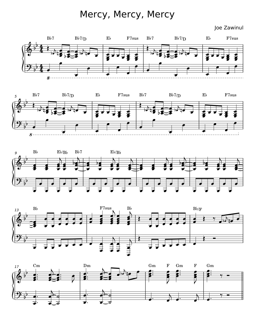 Mercy Mercy Mercy - Joe Zawinul Sheet music for Piano (Piano Duo ...