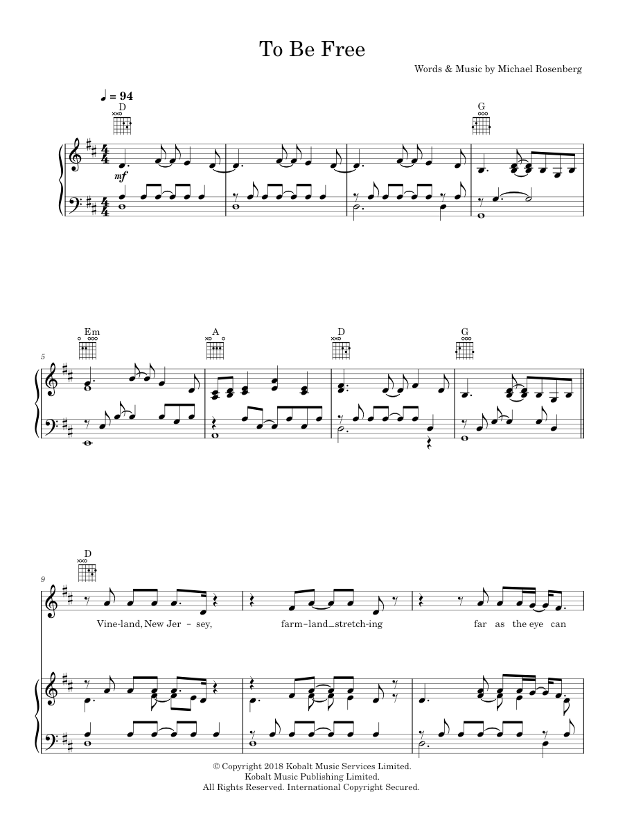 Play Official version of To be free Sheet Music by Passenger for Piano ...