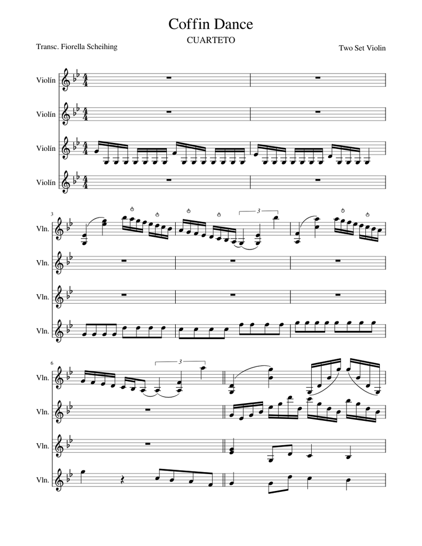 Coffin_Dance Sheet music for Violin (Mixed Quartet) | Musescore.com