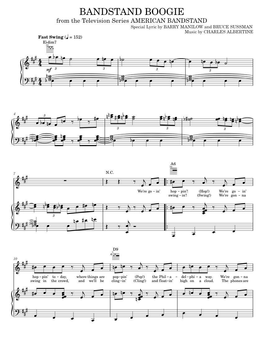 Bandstand Boogie Sheet music for Piano, Vocals by Barry Manilow, Les ...