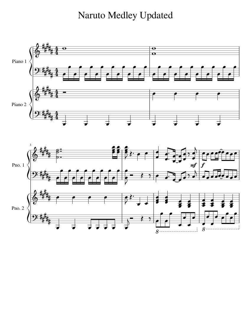 Naruto Medley Reboot Sheet music for Piano (Piano Duo) | Musescore.com