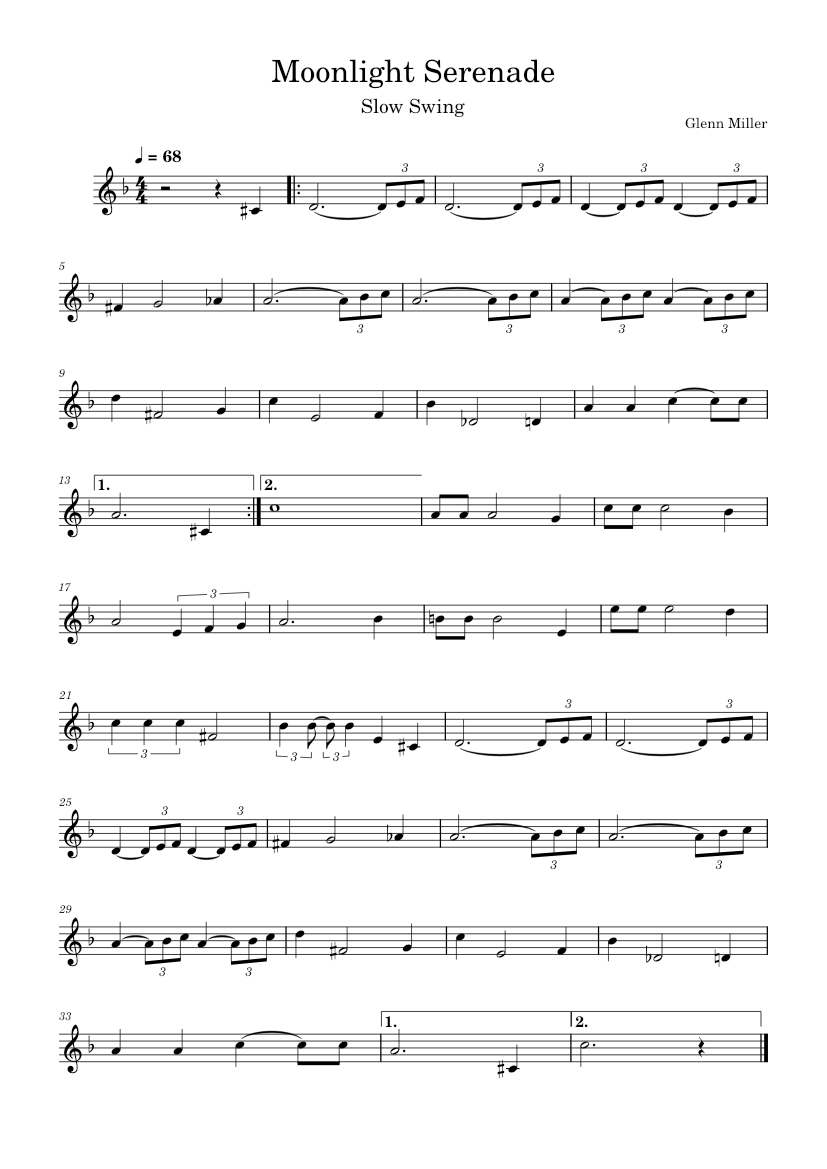 Moonlight Serenade – Glen Miller Moonlight Serenade Sheet music for ...