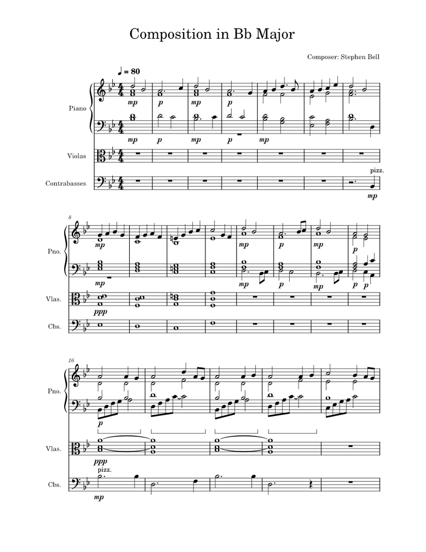 Composition in Bb Major Sheet music for Piano, Strings group (Piano ...