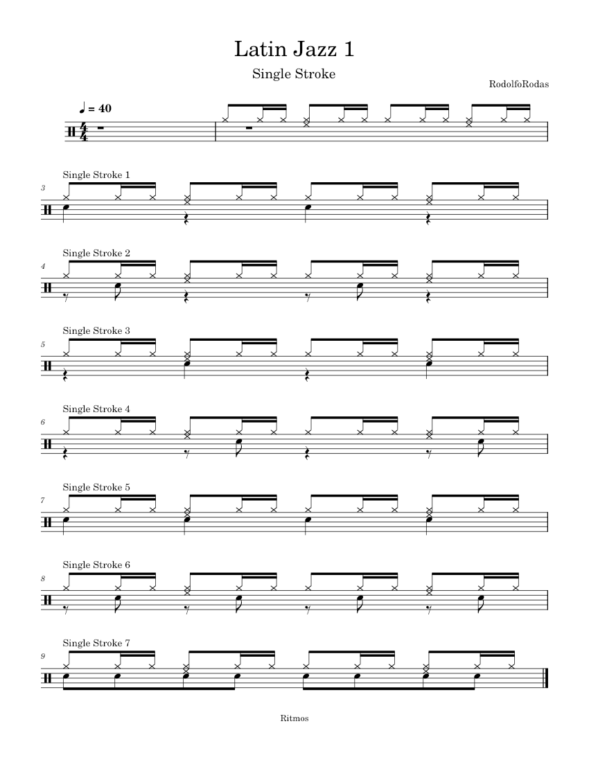 Latin Jazz Pattern 1 Sheet music for Drum group (Solo) | Musescore.com