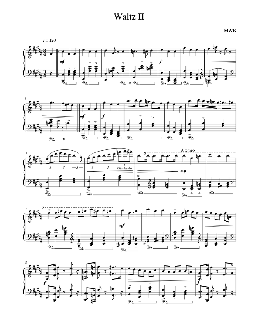 Waltz II (For Solo Piano) Sheet music for Piano (Solo) | Download and ...