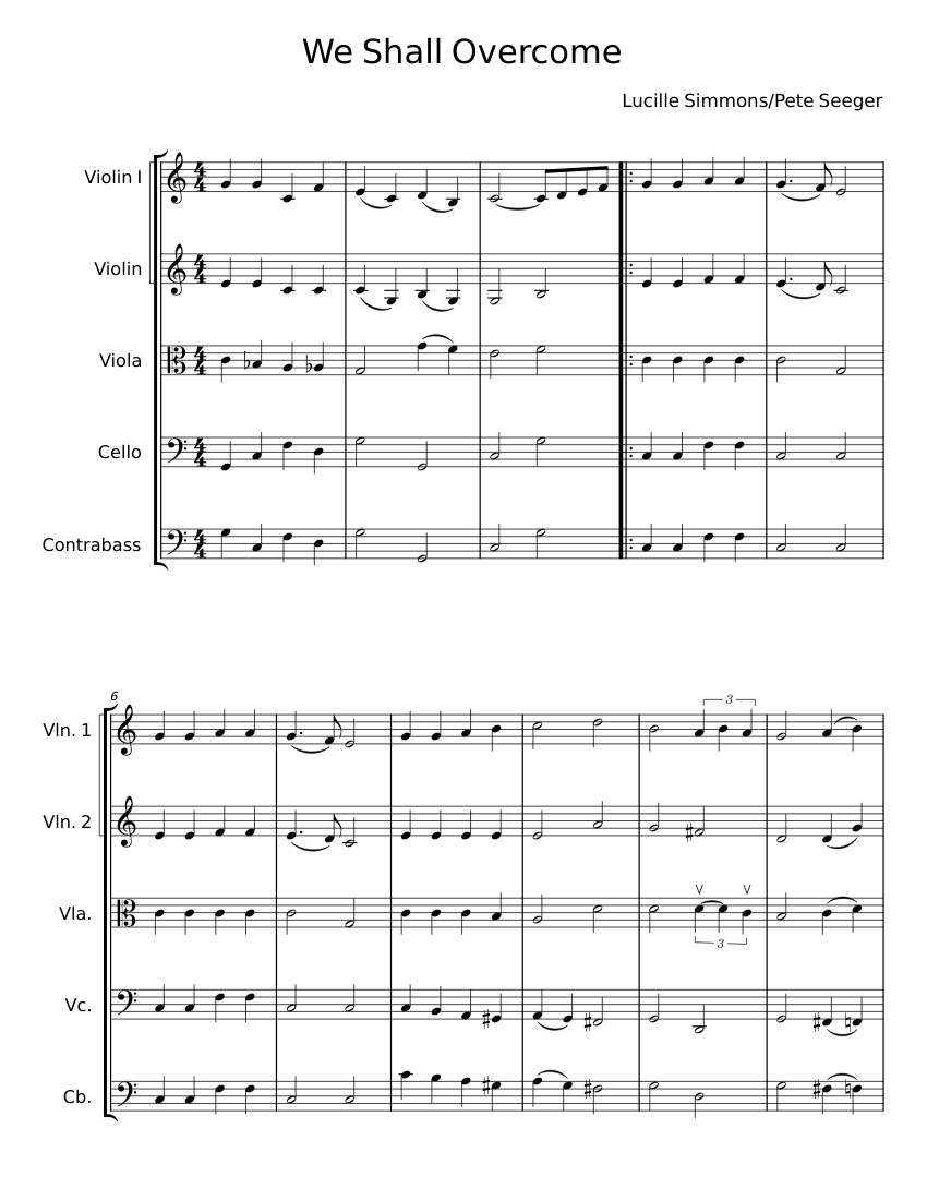 We Shall Overcome - Pete Seeger Sheet music for Violin, Viola, Cello ...