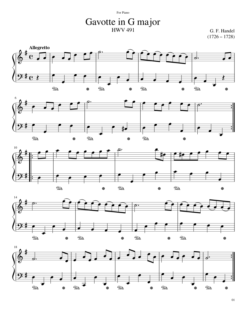 Gavotte in G Sheet music for Piano (Solo) | Download and print in PDF ...