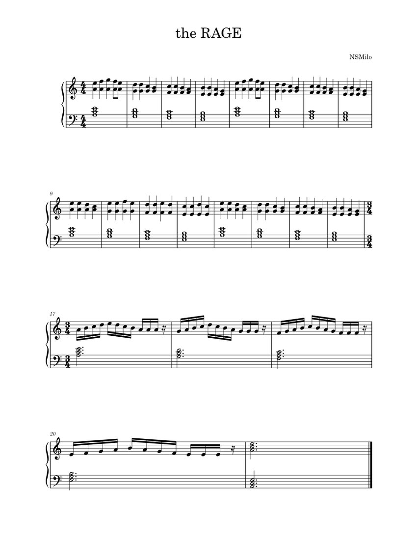 The RAGE – NoobStudioMilo the RAGE Sheet music for Piano (Solo ...